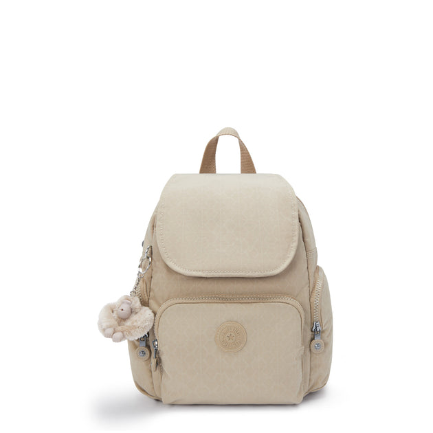 KIPLING Small backpack Female Signature Beige Embossed City Zip Mini I ...